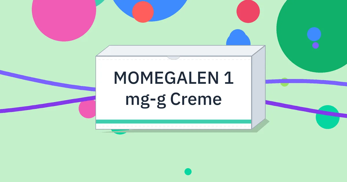Symbolbild: Packung mit der Aufschrift MOMEGALEN 1 mg-g Creme (PZN 20186550) – Verfügbarkeit und Bezug in Apotheken in Frankfurt am Main