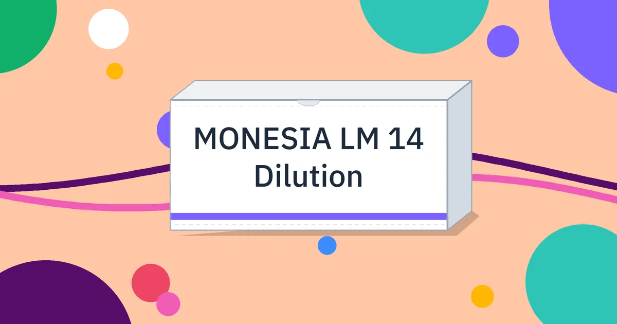 Symbolbild: Packung mit der Aufschrift MONESIA LM 14 Dilution (PZN 13610757) – Verfügbarkeit und Bezug in Apotheken in Frankfurt am Main