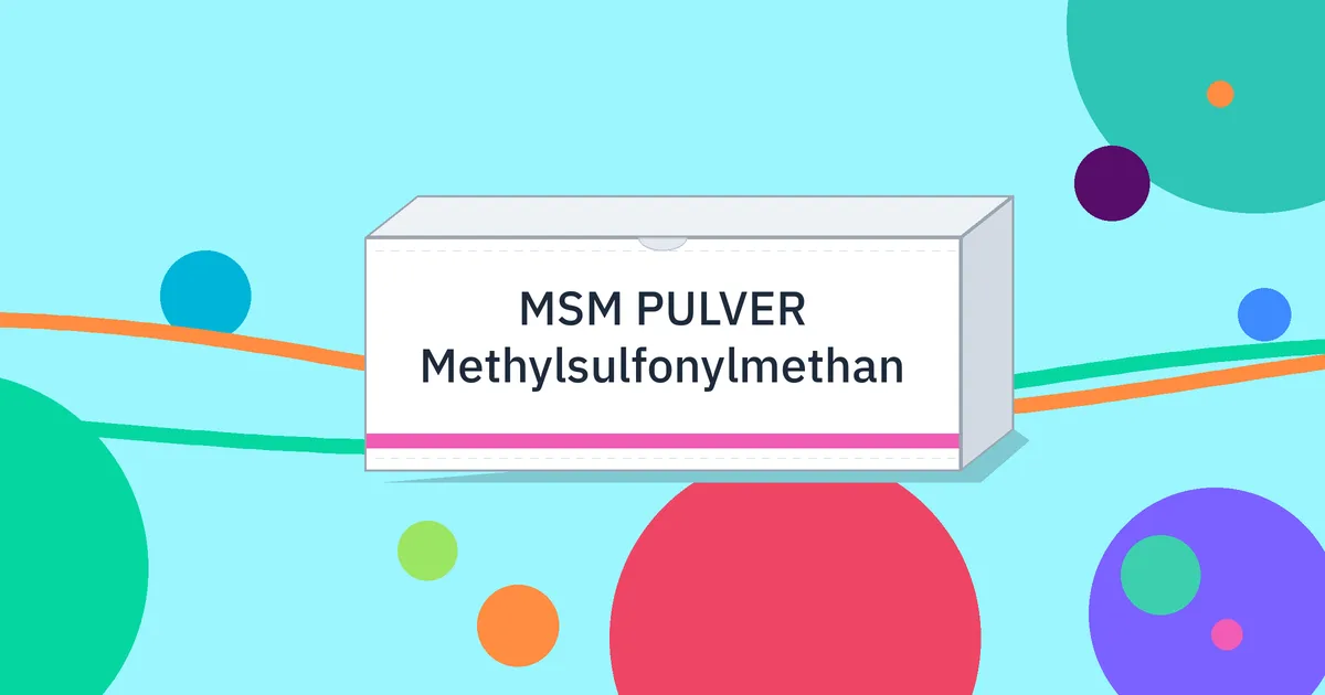 Symbolbild: Packung mit der Aufschrift MSM PULVER Methylsulfonylmethan (PZN 18391478) – Verfügbarkeit und Bezug in Apotheken in Frankfurt am Main