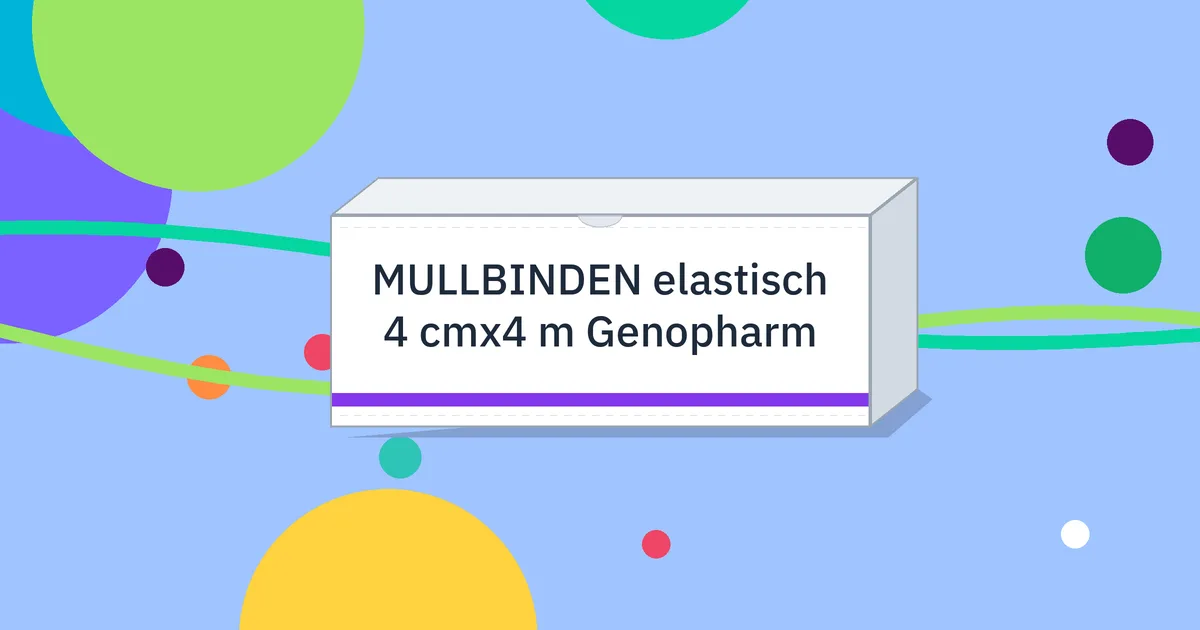 Symbolbild: Packung mit der Aufschrift MULLBINDEN elastisch 4 cmx4 m Genopharm (PZN 08672704) – Verfügbarkeit und Bezug in Apotheken in Frankfurt am Main
