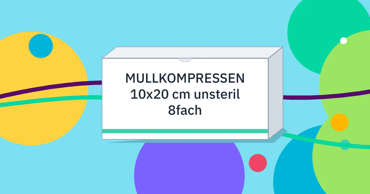 Symbolbild: Packung mit der Aufschrift MULLKOMPRESSEN 10x20 cm unsteril 8fach (PZN 01330633) – Verfügbarkeit und Bezug in Apotheken in Frankfurt am Main