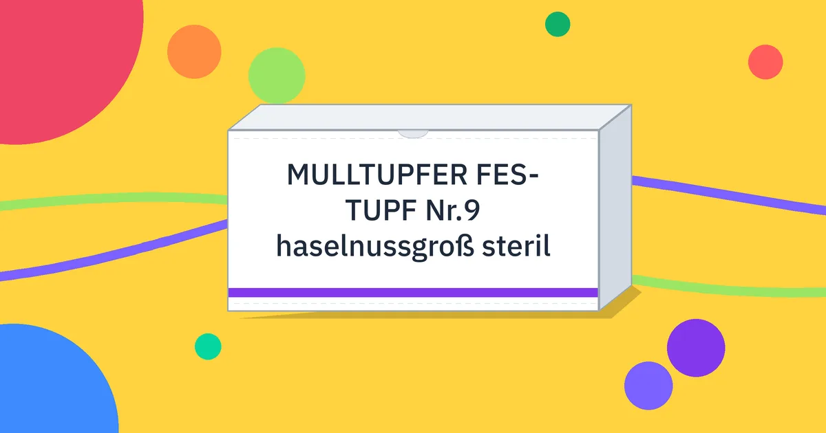 Symbolbild: Packung mit der Aufschrift MULLTUPFER FES-TUPF Nr.9 haselnussgroß steril (PZN 10415179) – Verfügbarkeit und Bezug in Apotheken in Frankfurt am Main