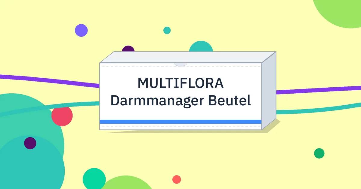 Symbolbild: Packung mit der Aufschrift MULTIFLORA Darmmanager Beutel (PZN 16842563) – Verfügbarkeit und Bezug in Apotheken in Frankfurt am Main