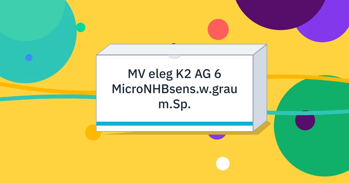 Symbolbild: Packung mit der Aufschrift MV eleg K2 AG 6 MicroNHBsens.w.grau m.Sp. (PZN 18930780) – Verfügbarkeit und Bezug in Apotheken in Frankfurt am Main
