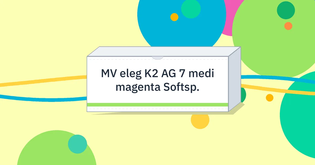 Symbolbild: Packung mit der Aufschrift MV eleg K2 AG 7 medi magenta Softsp. (PZN 15283156) – Verfügbarkeit und Bezug in Apotheken in Frankfurt am Main