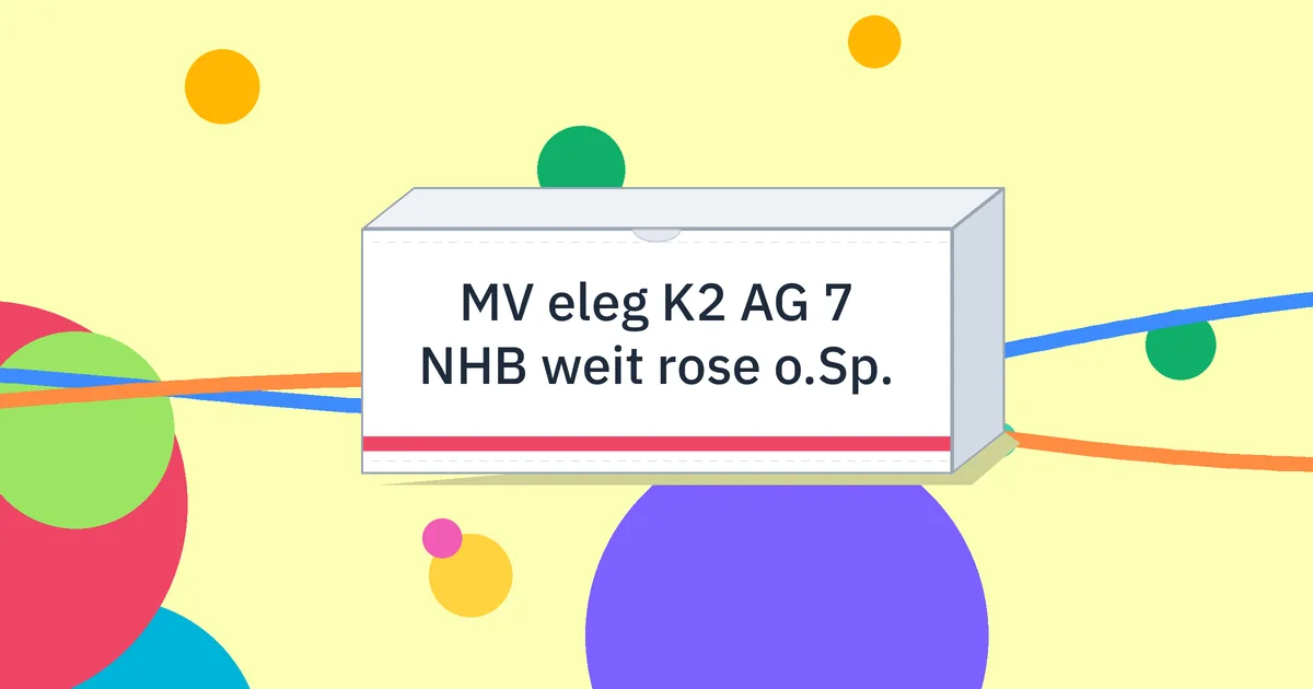 Symbolbild: Packung mit der Aufschrift MV eleg K2 AG 7 NHB weit rose o.Sp. (PZN 15728523) – Verfügbarkeit und Bezug in Apotheken in Frankfurt am Main