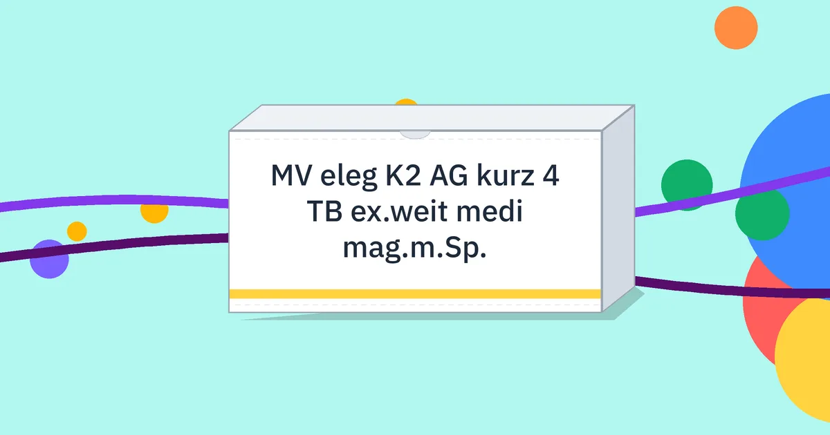 Symbolbild: Packung mit der Aufschrift MV eleg K2 AG kurz 4 TB ex.weit medi mag.m.Sp. (PZN 14637439) – Verfügbarkeit und Bezug in Apotheken in Frankfurt am Main