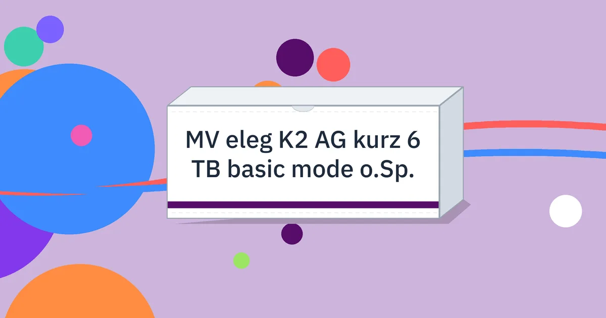 Symbolbild: Packung mit der Aufschrift MV eleg K2 AG kurz 6 TB basic mode o.Sp. (PZN 00194263) – Verfügbarkeit und Bezug in Apotheken in Frankfurt am Main