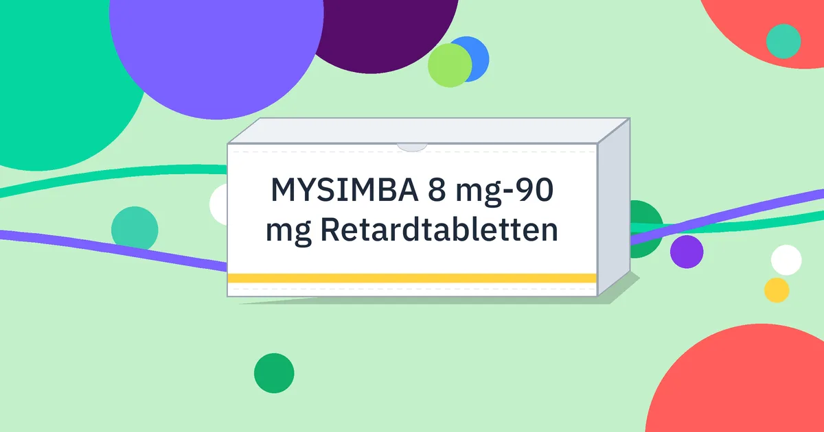 Symbolbild: Packung mit der Aufschrift MYSIMBA 8 mg-90 mg Retardtabletten (PZN 19918479) – Verfügbarkeit und Bezug in Apotheken in Frankfurt am Main