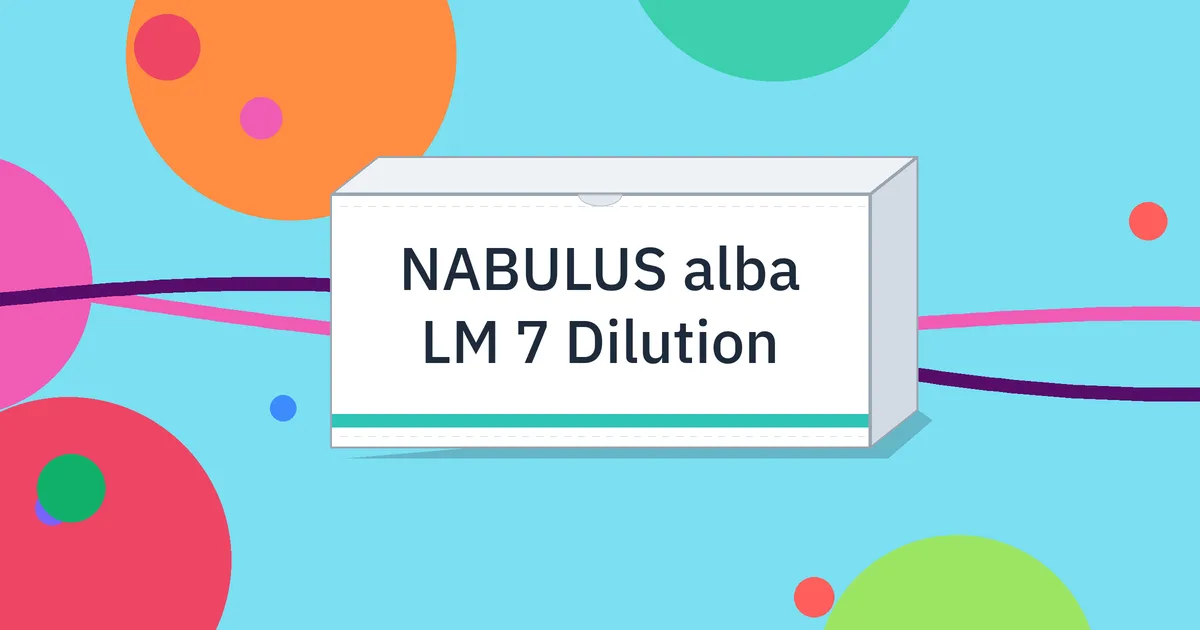 Symbolbild: Packung mit der Aufschrift NABULUS alba LM 7 Dilution (PZN 13615329) – Verfügbarkeit und Bezug in Apotheken in Frankfurt am Main