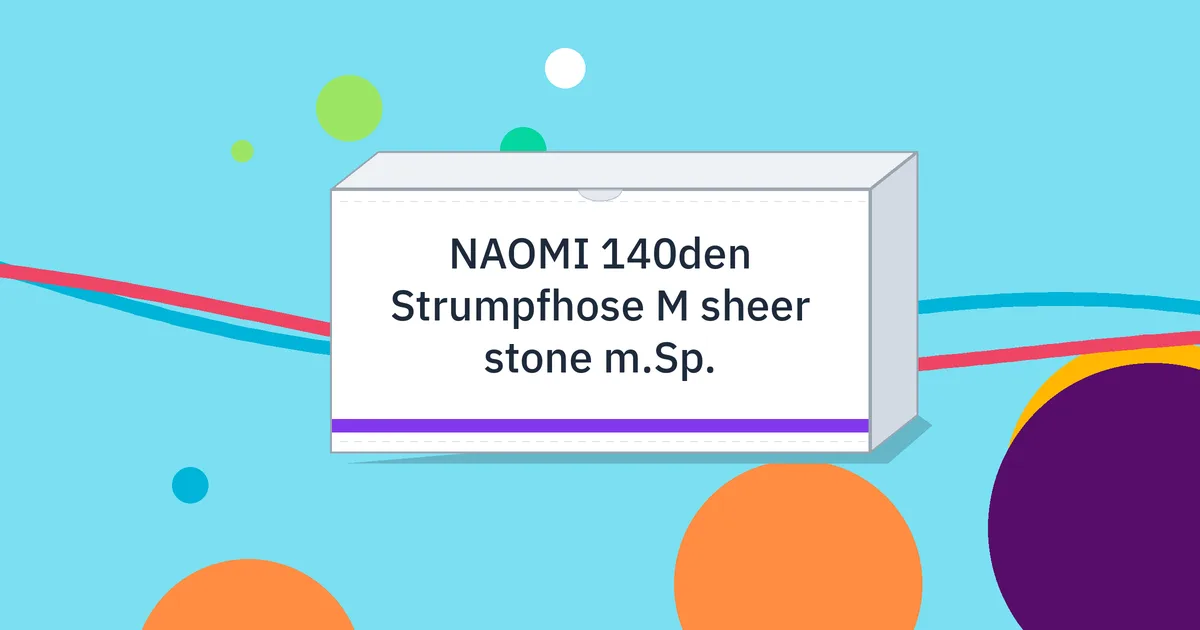 Symbolbild: Packung mit der Aufschrift NAOMI 140den Strumpfhose M sheer stone m.Sp. (PZN 16178409) – Verfügbarkeit und Bezug in Apotheken in Frankfurt am Main