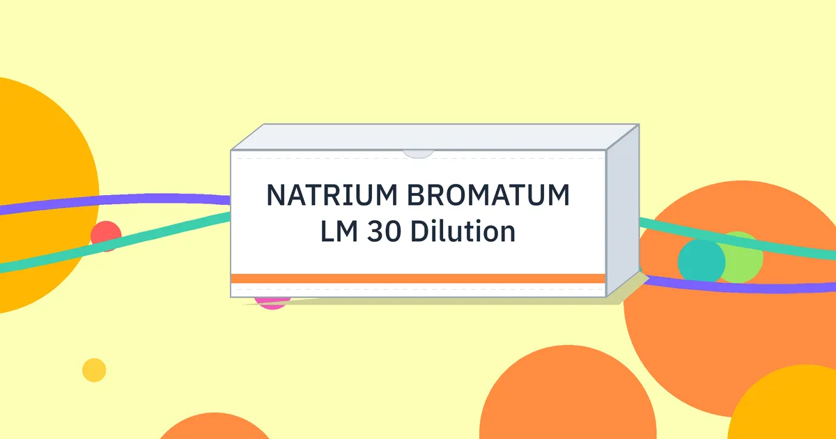 Symbolbild: Packung mit der Aufschrift NATRIUM BROMATUM LM 30 Dilution (PZN 12961420) – Verfügbarkeit und Bezug in Apotheken in Frankfurt am Main