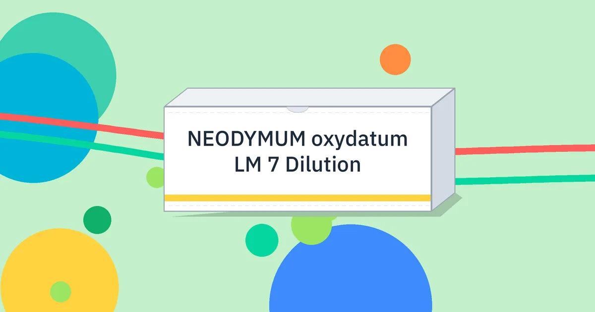 Symbolbild: Packung mit der Aufschrift NEODYMUM oxydatum LM 7 Dilution (PZN 13617630) – Verfügbarkeit und Bezug in Apotheken in Frankfurt am Main
