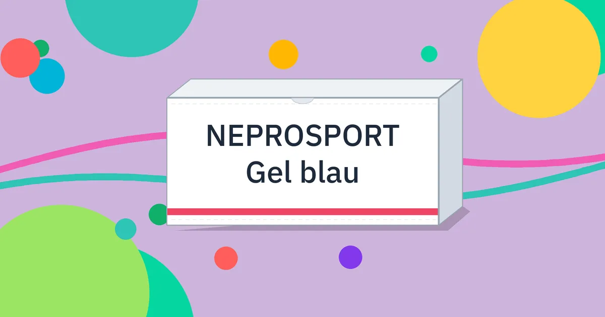 Symbolbild: Packung mit der Aufschrift NEPROSPORT Gel blau (PZN 00738987) – Verfügbarkeit und Bezug in Apotheken in Frankfurt am Main