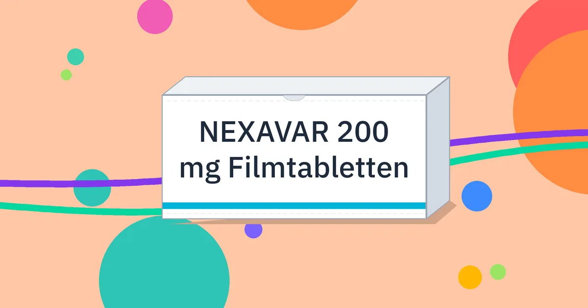 Symbolbild: Packung mit der Aufschrift NEXAVAR 200 mg Filmtabletten (PZN 10318625) – Verfügbarkeit und Bezug in Apotheken in Frankfurt am Main
