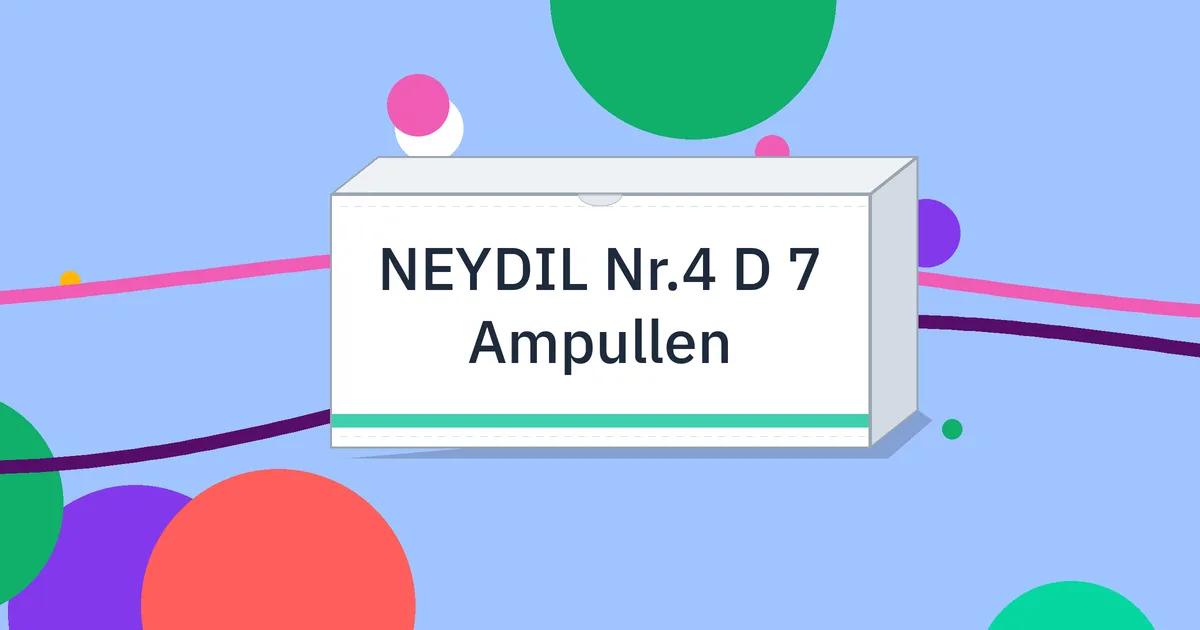 Symbolbild: Packung mit der Aufschrift NEYDIL Nr.4 D 7 Ampullen (PZN 06486417) – Verfügbarkeit und Bezug in Apotheken in Frankfurt am Main