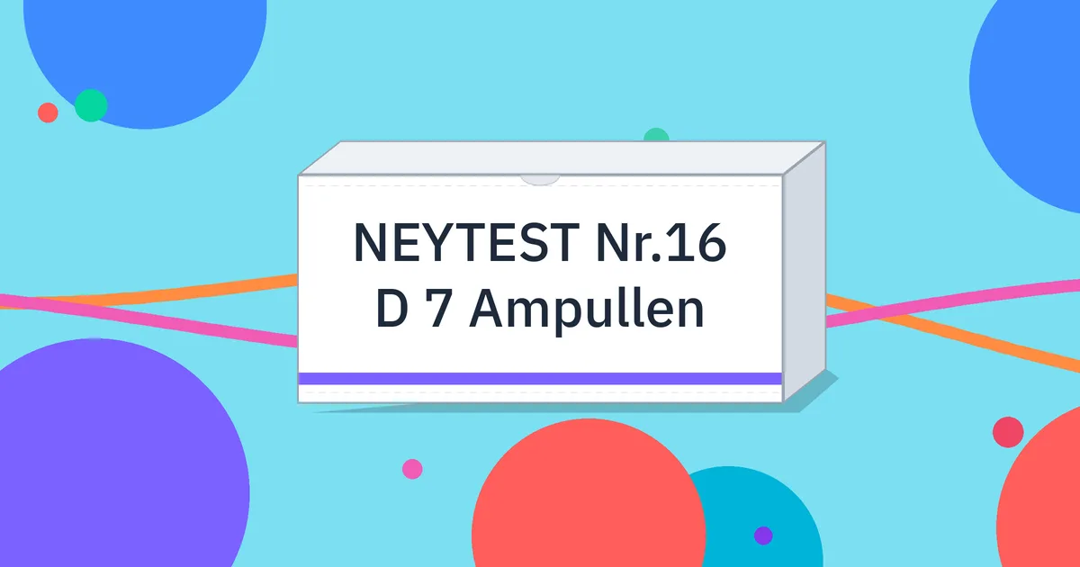 Symbolbild: Packung mit der Aufschrift NEYTEST Nr.16 D 7 Ampullen (PZN 06486558) – Verfügbarkeit und Bezug in Apotheken in Frankfurt am Main