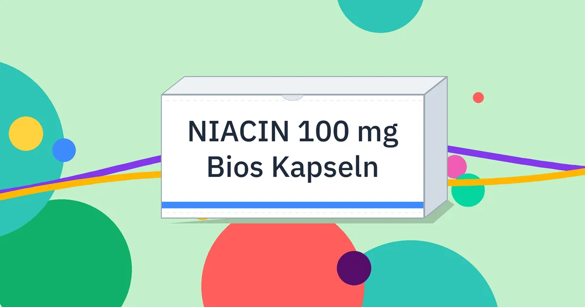 Symbolbild: Packung mit der Aufschrift NIACIN 100 mg Bios Kapseln (PZN 04366755) – Verfügbarkeit und Bezug in Apotheken in Frankfurt am Main