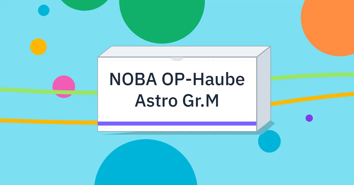 Symbolbild: Packung mit der Aufschrift NOBA OP-Haube Astro Gr.M (PZN 11183682) – Verfügbarkeit und Bezug in Apotheken in Frankfurt am Main