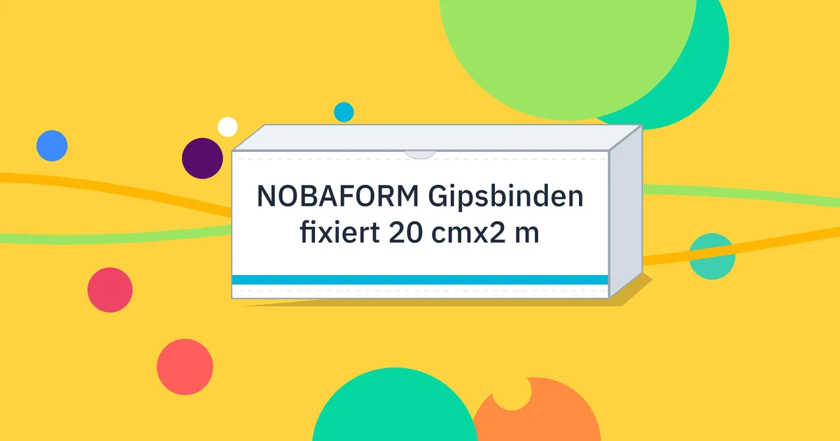Symbolbild: Packung mit der Aufschrift NOBAFORM Gipsbinden fixiert 20 cmx2 m (PZN 07097451) – Verfügbarkeit und Bezug in Apotheken in Frankfurt am Main