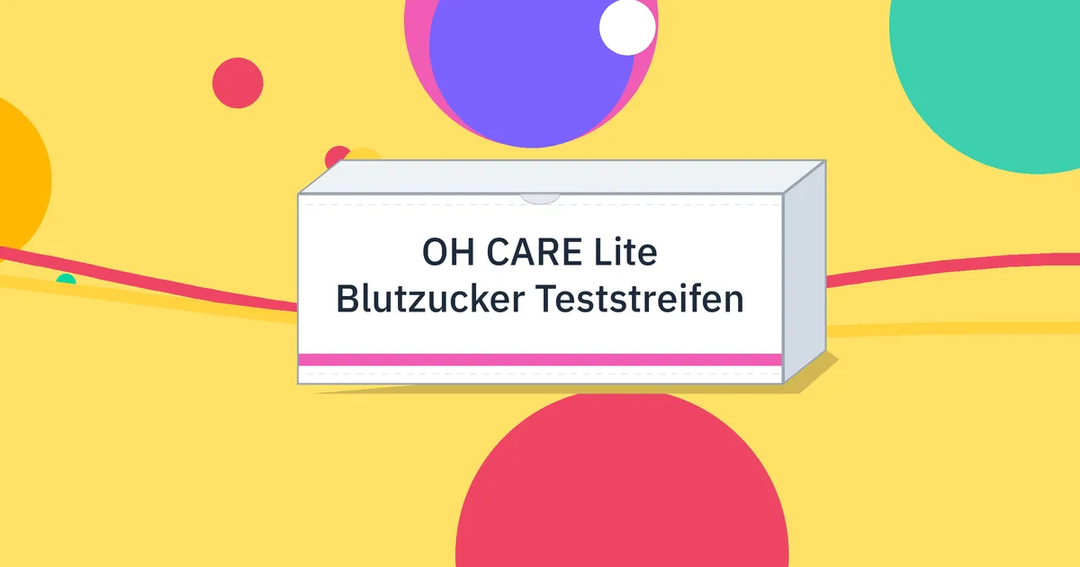 Symbolbild: Packung mit der Aufschrift OH CARE Lite Blutzucker Teststreifen (PZN 20402516) – Verfügbarkeit und Bezug in Apotheken in Frankfurt am Main