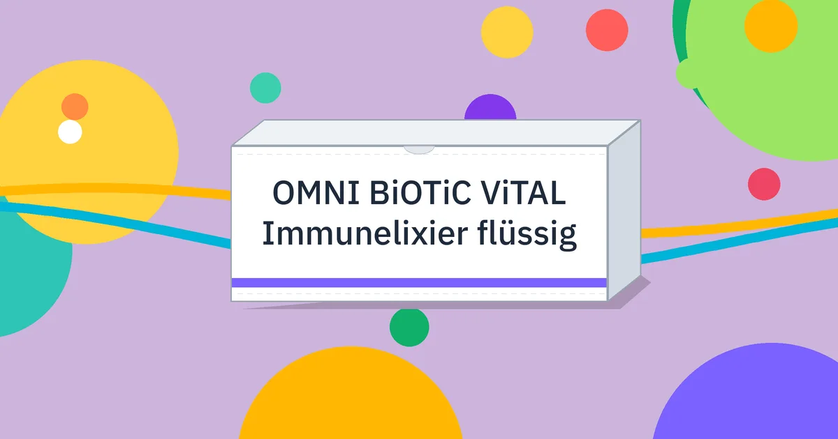 Symbolbild: Packung mit der Aufschrift OMNI BiOTiC ViTAL Immunelixier flüssig (PZN 20383463) – Verfügbarkeit und Bezug in Apotheken in Frankfurt am Main