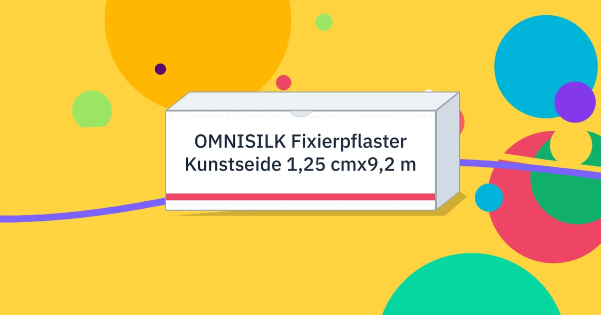 Symbolbild: Packung mit der Aufschrift OMNISILK Fixierpflaster Kunstseide 1,25 cmx9,2 m (PZN 14443385) – Verfügbarkeit und Bezug in Apotheken in Frankfurt am Main