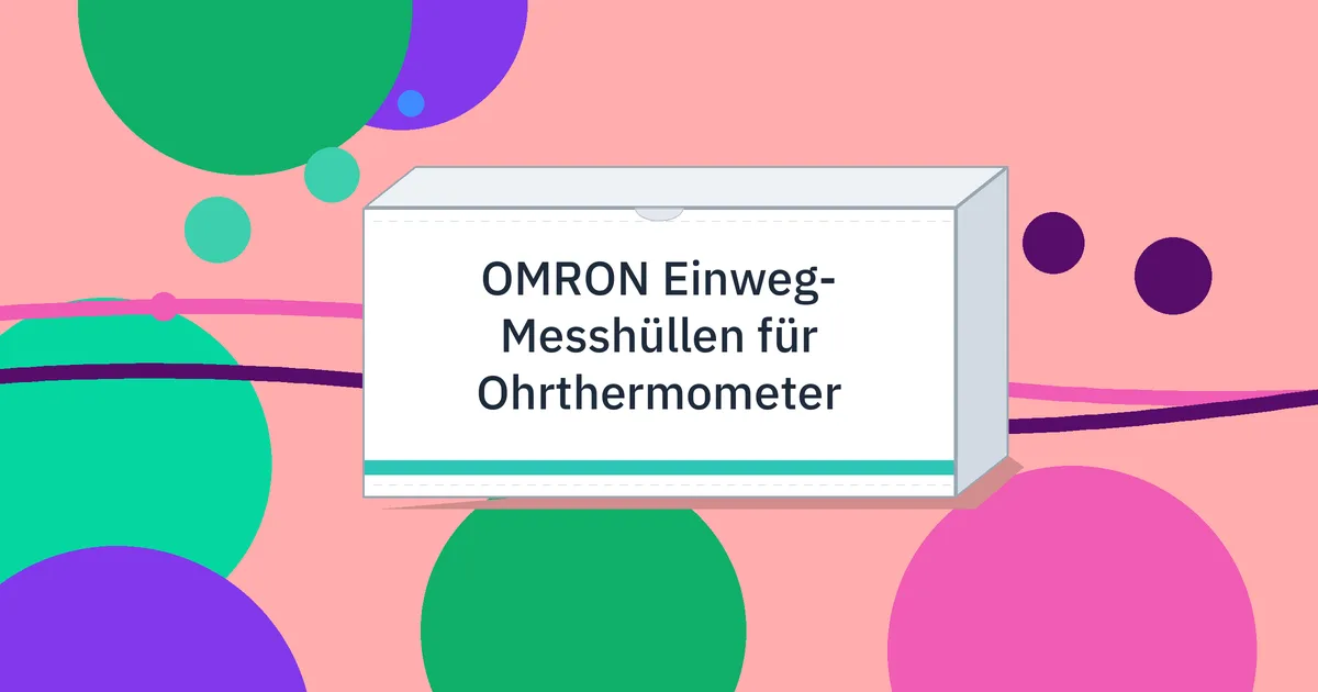 Symbolbild: Packung mit der Aufschrift OMRON Einweg-Messhüllen für Ohrthermometer (PZN 08441376) – Verfügbarkeit und Bezug in Apotheken in Frankfurt am Main