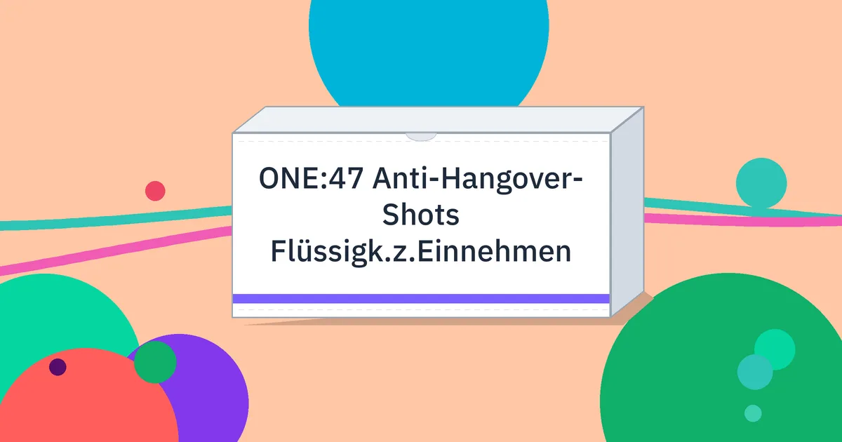 Symbolbild: Packung mit der Aufschrift ONE:47 Anti-Hangover-Shots Flüssigk.z.Einnehmen (PZN 14412284) – Verfügbarkeit und Bezug in Apotheken in Frankfurt am Main