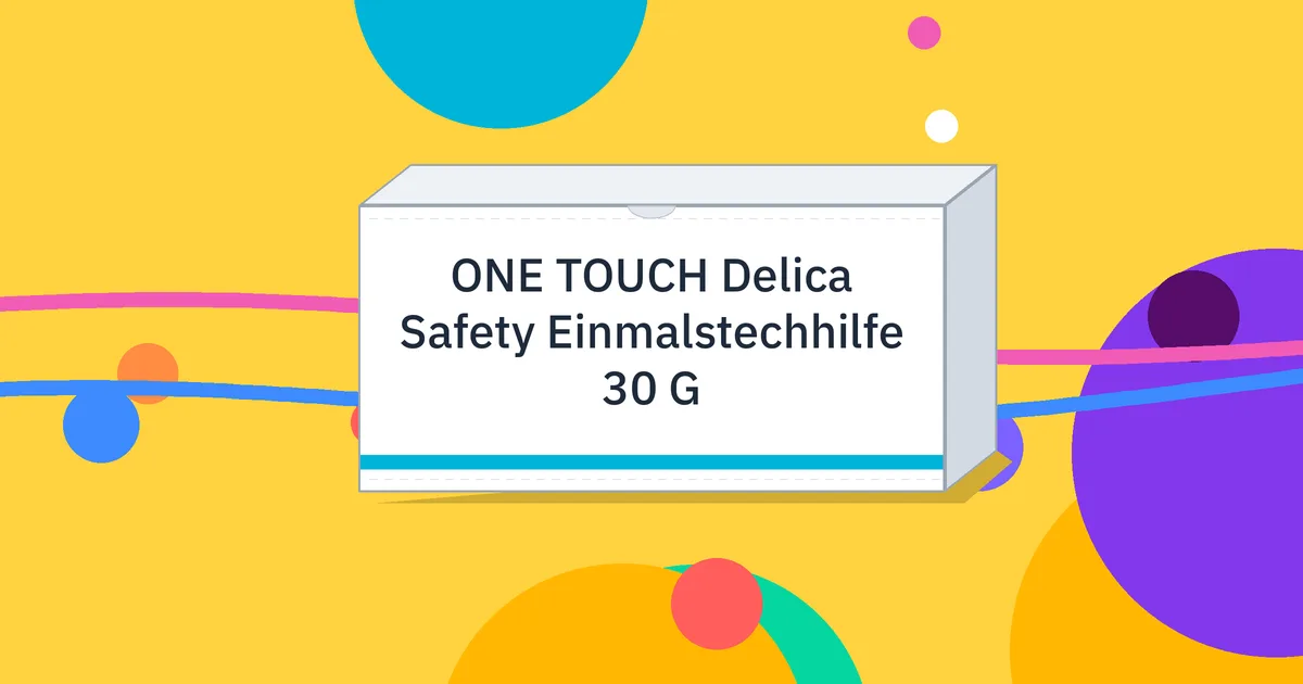 Symbolbild: Packung mit der Aufschrift ONE TOUCH Delica Safety Einmalstechhilfe 30 G (PZN 17443718) – Verfügbarkeit und Bezug in Apotheken in Frankfurt am Main