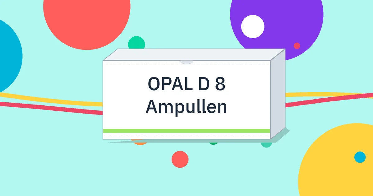 Symbolbild: Packung mit der Aufschrift OPAL D 8 Ampullen (PZN 00436513) – Verfügbarkeit und Bezug in Apotheken in Frankfurt am Main