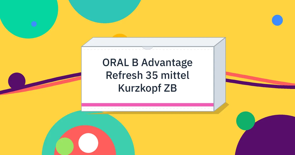 Symbolbild: Packung mit der Aufschrift ORAL B Advantage Refresh 35 mittel Kurzkopf ZB (PZN 04807024) – Verfügbarkeit und Bezug in Apotheken in Frankfurt am Main