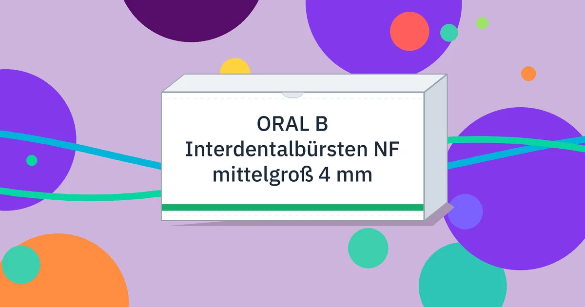Symbolbild: Packung mit der Aufschrift ORAL B Interdentalbürsten NF mittelgroß 4 mm (PZN 00745421) – Verfügbarkeit und Bezug in Apotheken in Frankfurt am Main
