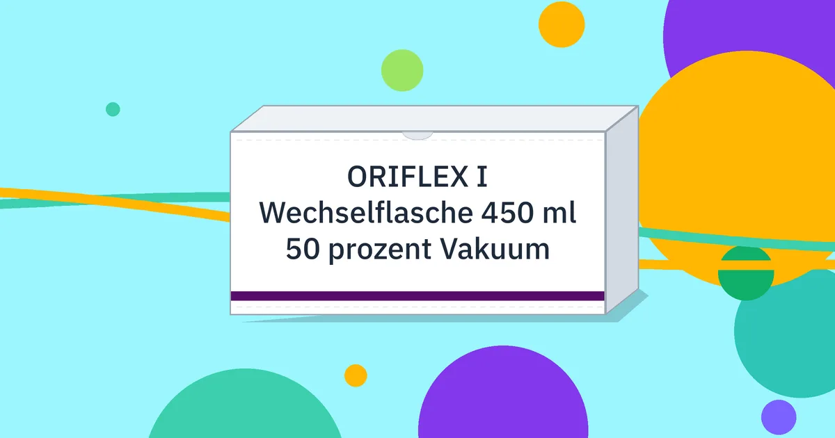 Symbolbild: Packung mit der Aufschrift ORIFLEX I Wechselflasche 450 ml 50 prozent Vakuum (PZN 17485728) – Verfügbarkeit und Bezug in Apotheken in Frankfurt am Main