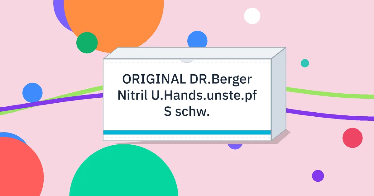 Symbolbild: Packung mit der Aufschrift ORIGINAL DR.Berger Nitril U.Hands.unste.pf S schw. (PZN 18010878) – Verfügbarkeit und Bezug in Apotheken in Frankfurt am Main
