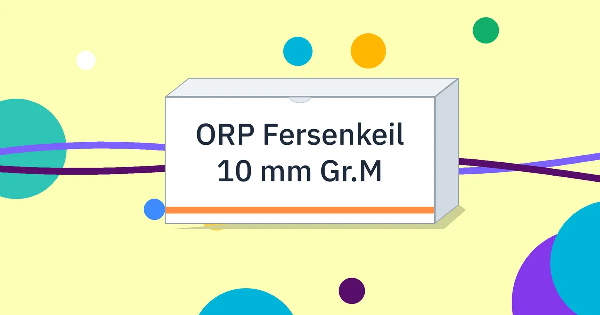 Symbolbild: Packung mit der Aufschrift ORP Fersenkeil 10 mm Gr.M (PZN 05360660) – Verfügbarkeit und Bezug in Apotheken in Frankfurt am Main