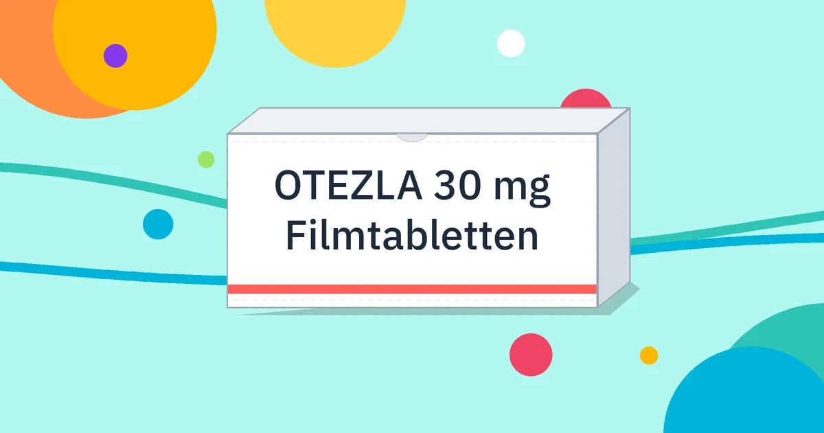 Symbolbild: Packung mit der Aufschrift OTEZLA 30 mg Filmtabletten (PZN 11690746) – Verfügbarkeit und Bezug in Apotheken in Frankfurt am Main