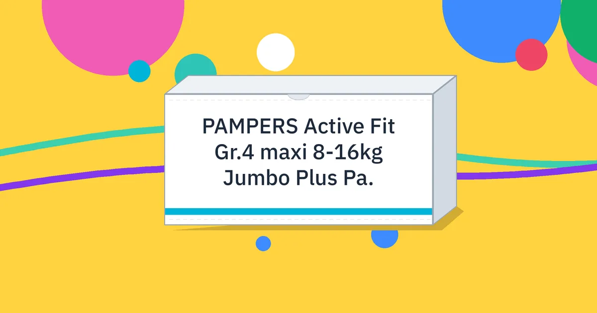 Symbolbild: Packung mit der Aufschrift PAMPERS Active Fit Gr.4 maxi 8-16kg Jumbo Plus Pa. (PZN 11548534) – Verfügbarkeit und Bezug in Apotheken in Frankfurt am Main