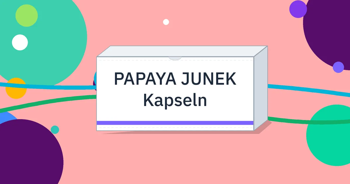 Symbolbild: Packung mit der Aufschrift PAPAYA JUNEK Kapseln (PZN 03499508) – Verfügbarkeit und Bezug in Apotheken in Frankfurt am Main