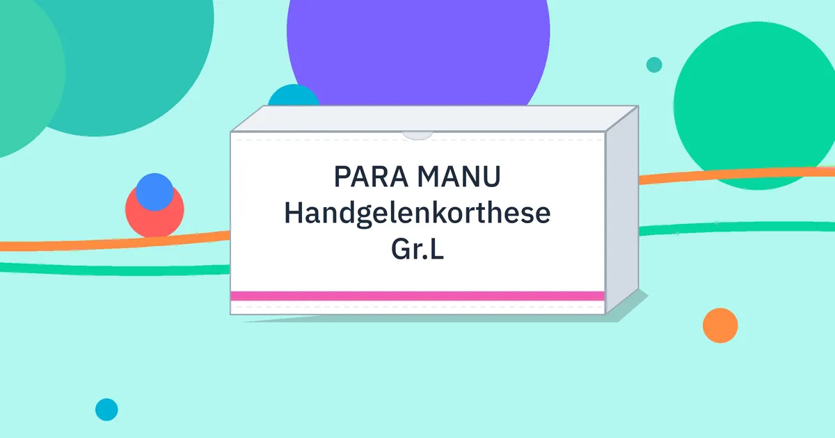Symbolbild: Packung mit der Aufschrift PARA MANU Handgelenkorthese Gr.L (PZN 06989897) – Verfügbarkeit und Bezug in Apotheken in Frankfurt am Main