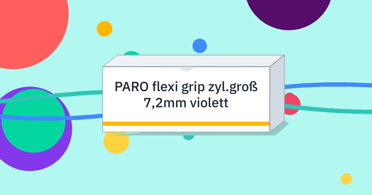 Symbolbild: Packung mit der Aufschrift PARO flexi grip zyl.groß 7,2mm violett (PZN 17372705) – Verfügbarkeit und Bezug in Apotheken in Frankfurt am Main