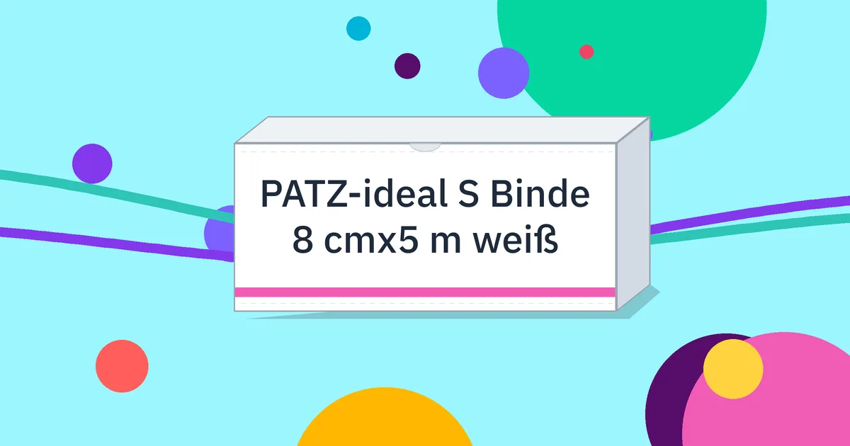 Symbolbild: Packung mit der Aufschrift PATZ-ideal S Binde 8 cmx5 m weiß (PZN 06814169) – Verfügbarkeit und Bezug in Apotheken in Frankfurt am Main