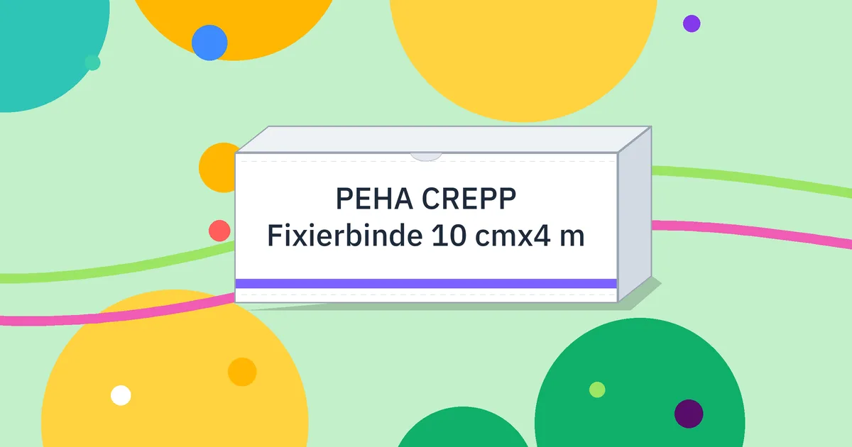 Symbolbild: Packung mit der Aufschrift PEHA CREPP Fixierbinde 10 cmx4 m (PZN 18716354) – Verfügbarkeit und Bezug in Apotheken in Frankfurt am Main