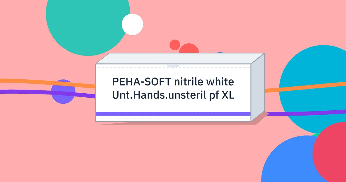 Symbolbild: Packung mit der Aufschrift PEHA-SOFT nitrile white Unt.Hands.unsteril pf XL (PZN 09213766) – Verfügbarkeit und Bezug in Apotheken in Frankfurt am Main