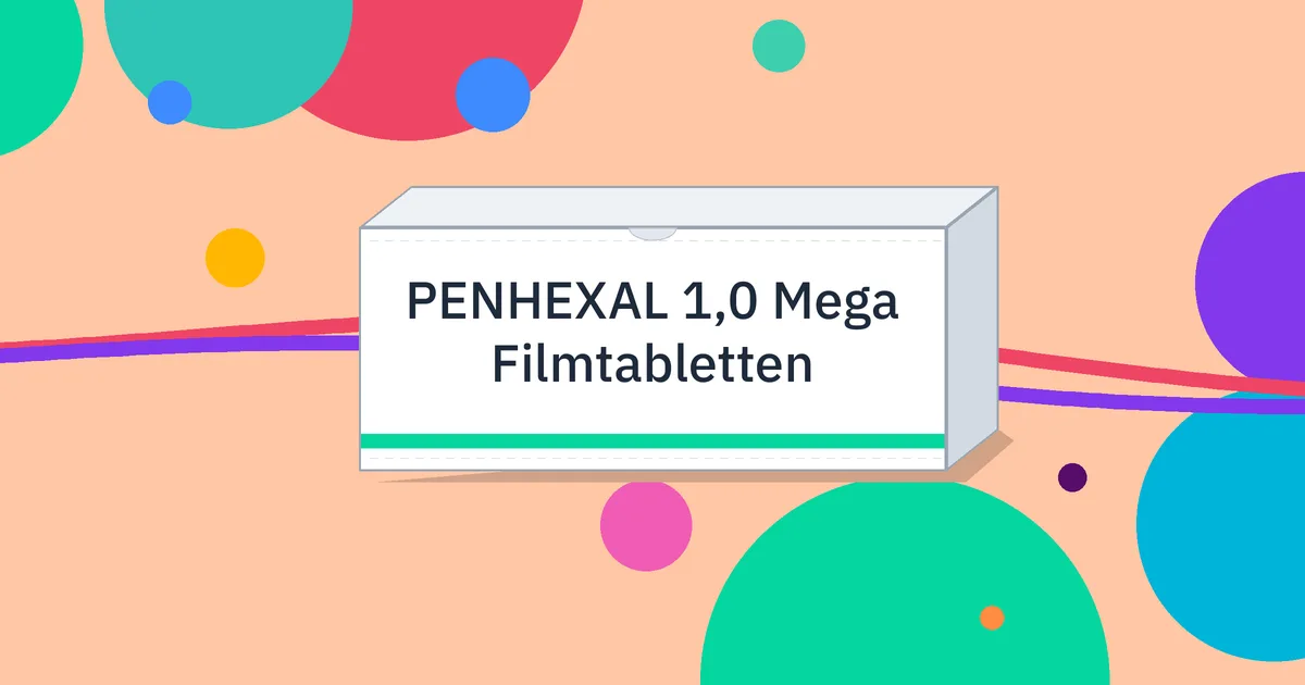 Symbolbild: Packung mit der Aufschrift PENHEXAL 1,0 Mega Filmtabletten (PZN 08412044) – Verfügbarkeit und Bezug in Apotheken in Frankfurt am Main