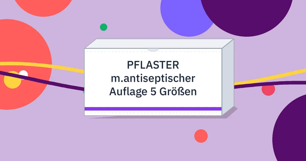 Symbolbild: Packung mit der Aufschrift PFLASTER m.antiseptischer Auflage 5 Größen (PZN 07566199) – Verfügbarkeit und Bezug in Apotheken in Frankfurt am Main
