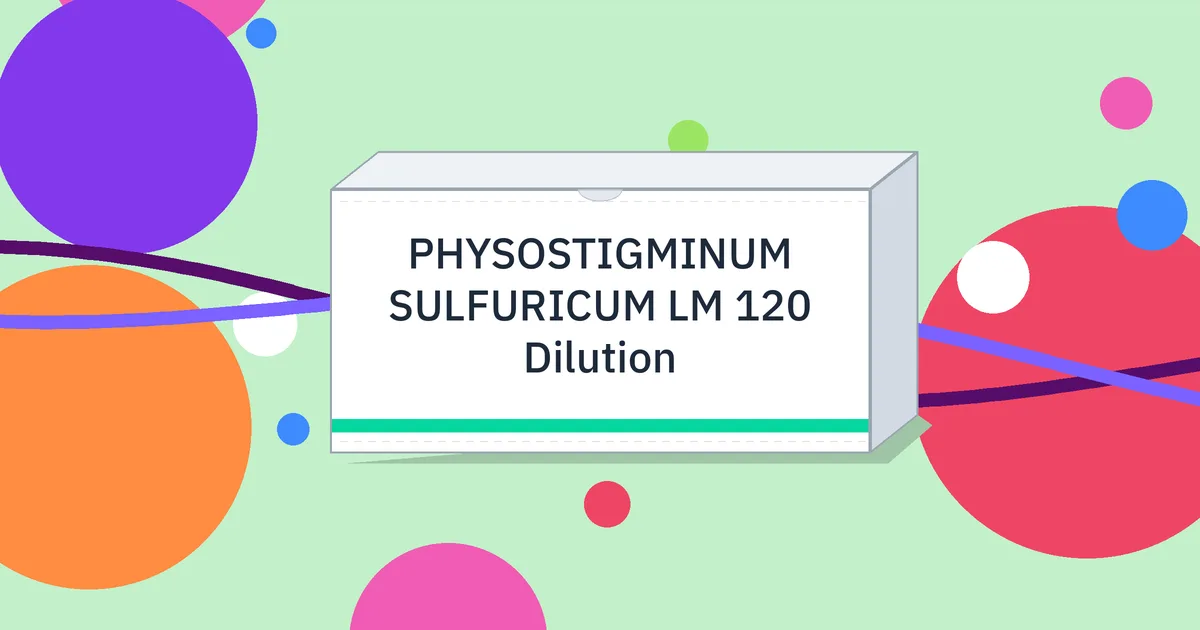Symbolbild: Packung mit der Aufschrift PHYSOSTIGMINUM SULFURICUM LM 120 Dilution (PZN 13640511) – Verfügbarkeit und Bezug in Apotheken in Frankfurt am Main