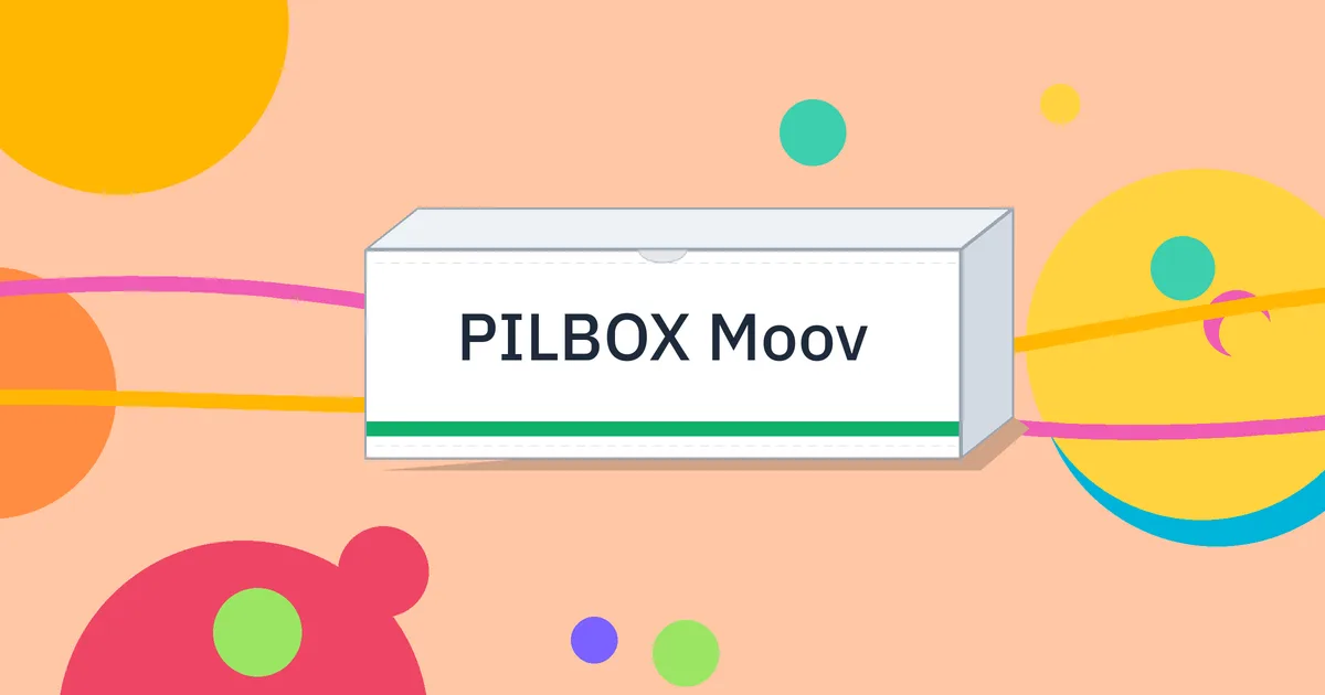 Symbolbild: Packung mit der Aufschrift PILBOX Moov (PZN 16383701) – Verfügbarkeit und Bezug in Apotheken in Frankfurt am Main