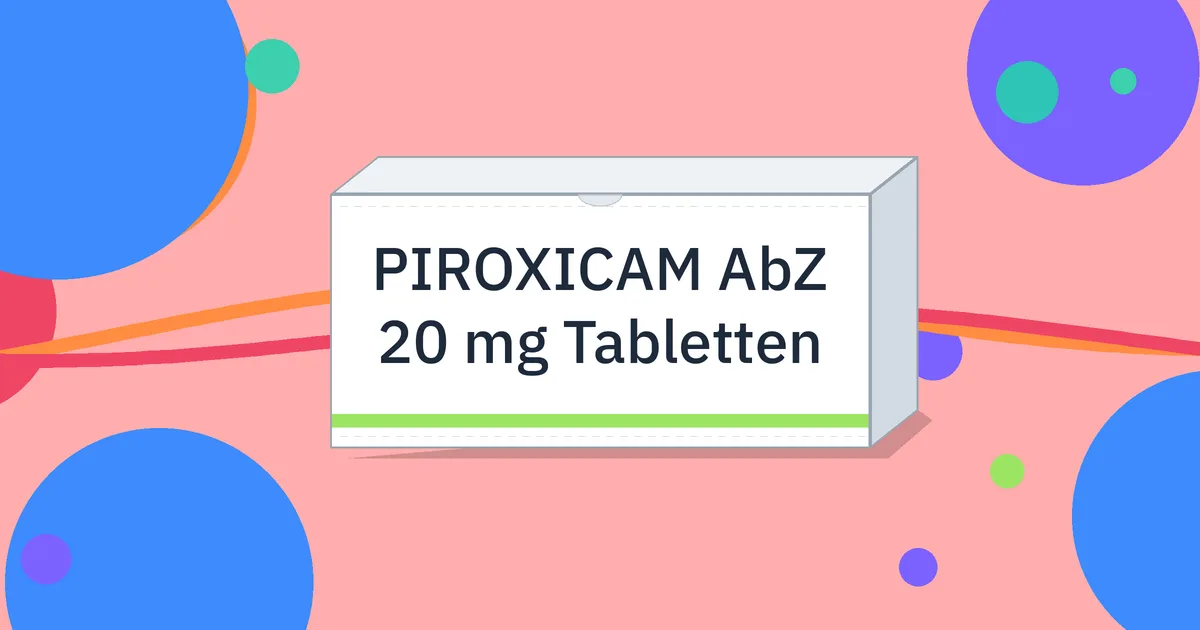 Symbolbild: Packung mit der Aufschrift PIROXICAM AbZ 20 mg Tabletten (PZN 01016782) – Verfügbarkeit und Bezug in Apotheken in Frankfurt am Main