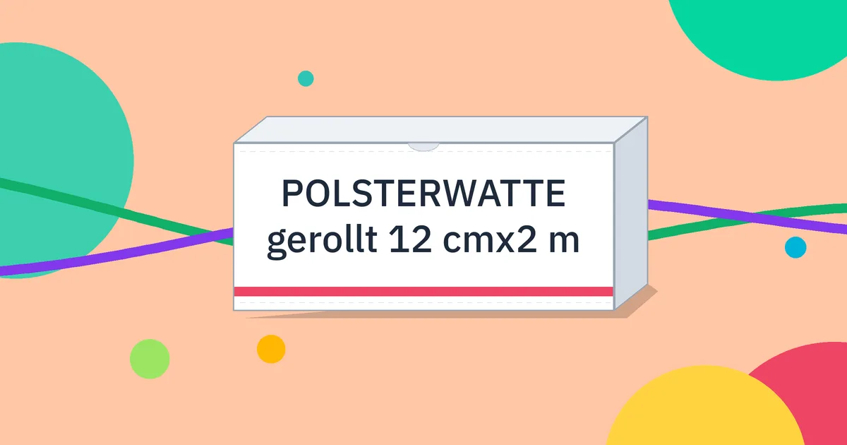 Symbolbild: Packung mit der Aufschrift POLSTERWATTE gerollt 12 cmx2 m (PZN 01985742) – Verfügbarkeit und Bezug in Apotheken in Frankfurt am Main